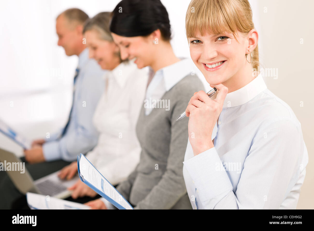 Interview applicants business people waiting study report Stock Photo ...