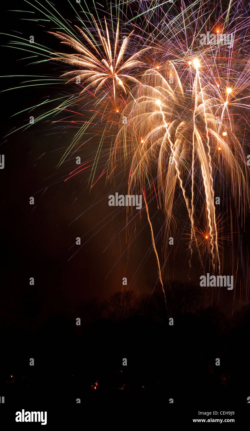 exploding firework display at local fireshow, carlisle Stock Photo - Alamy