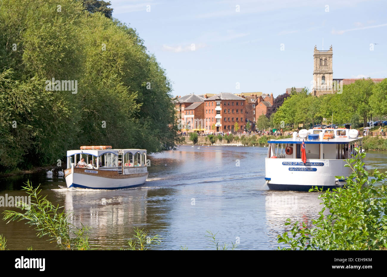 River Severn & cruise boats Worcester Worcestershire England UK Stock ...