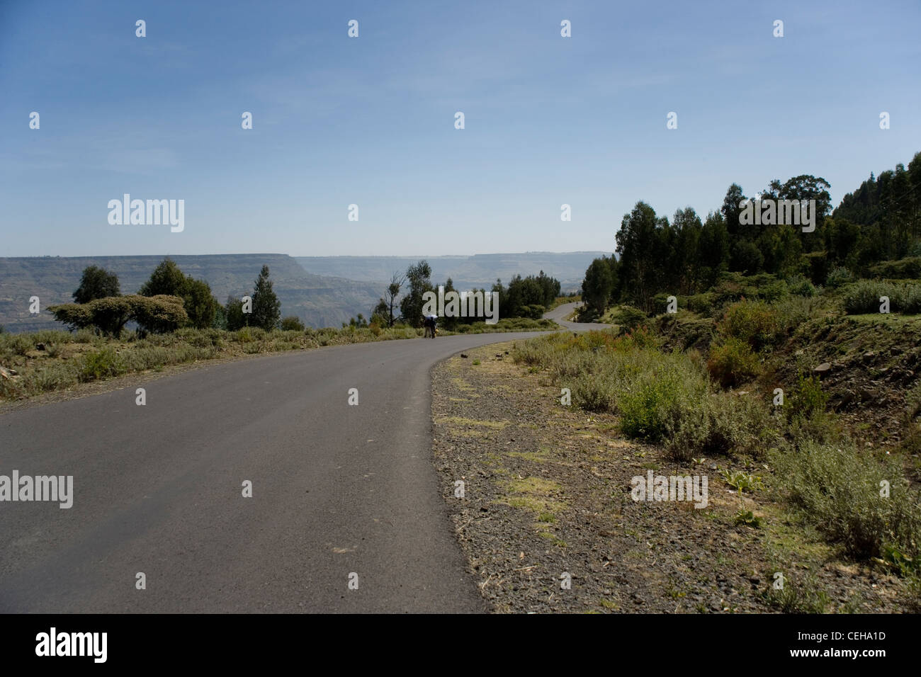 Countryside north of Addis Ababa and the road leading down the African ...
