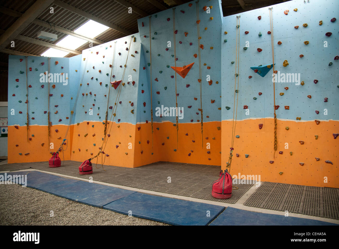 an empty unused indoor climbing wall, no people Stock Photo - Alamy