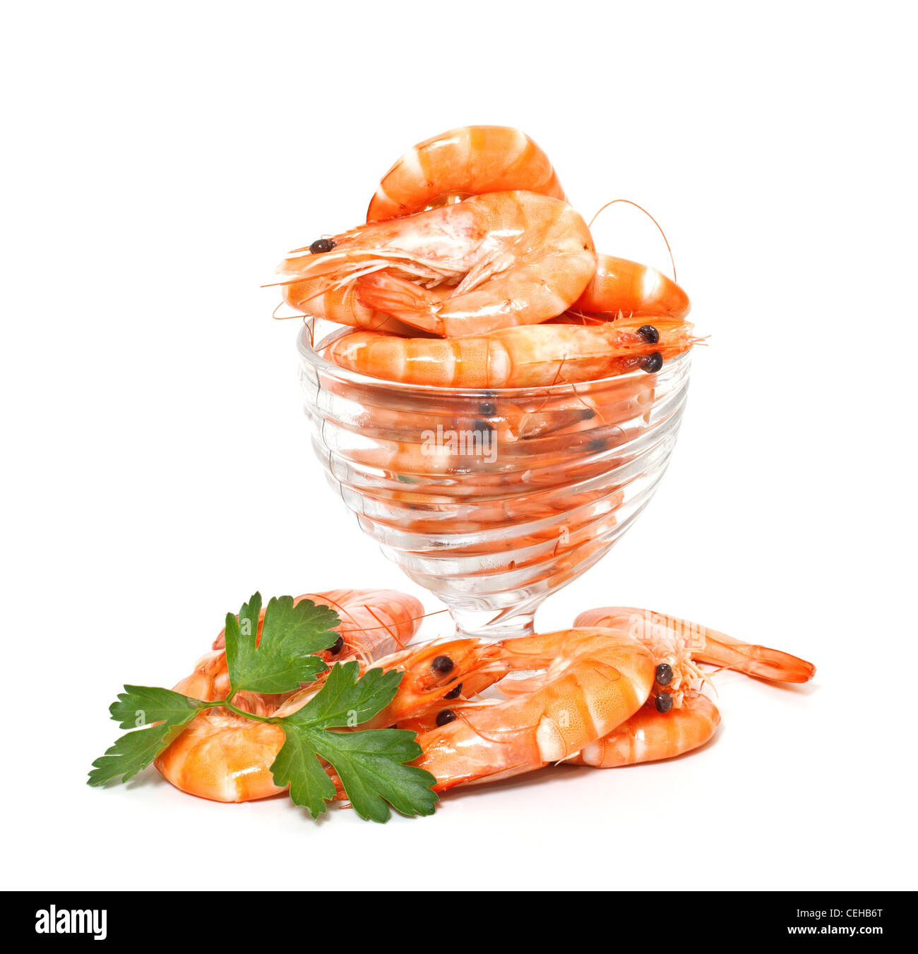 Shrimp in a glass Cut Out Stock Images & Pictures - Alamy