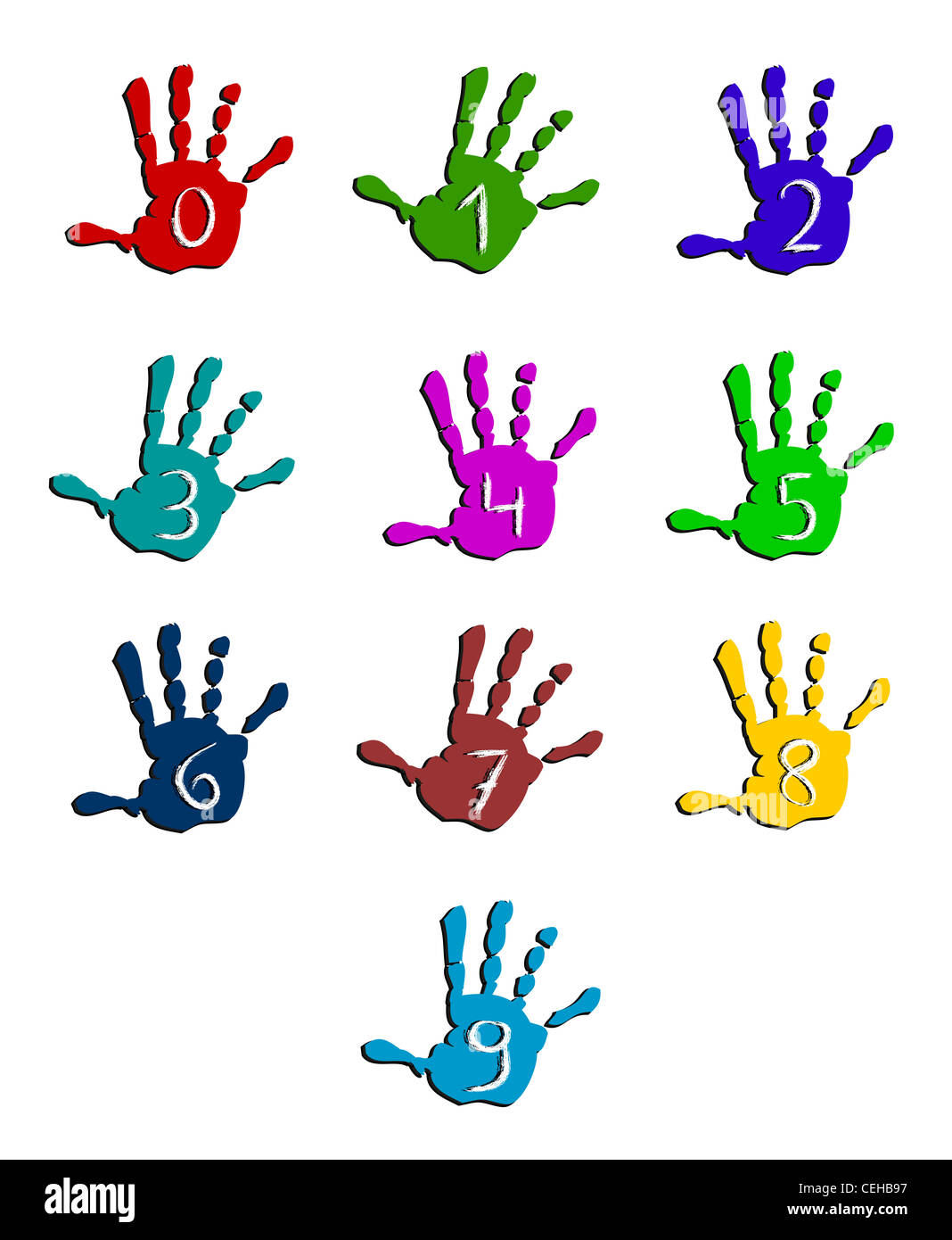 Colorful hand numbers Stock Photo - Alamy