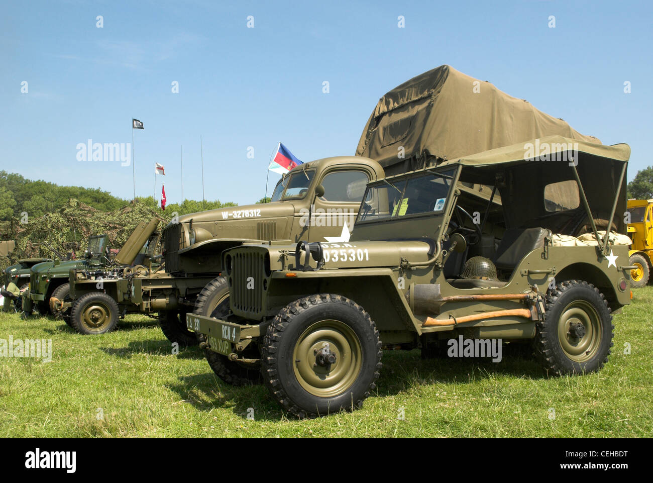 US WW II Military vehicles on display at a steam and vintage vehicle ...