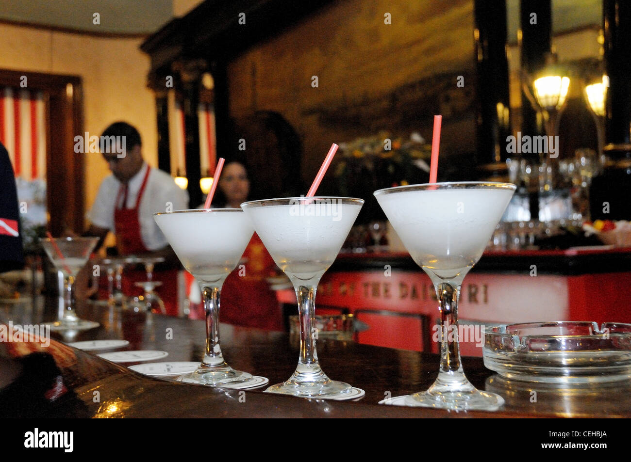 barkeeper mixing Daiquiris in cuban bar El Floridita, La Habana ...