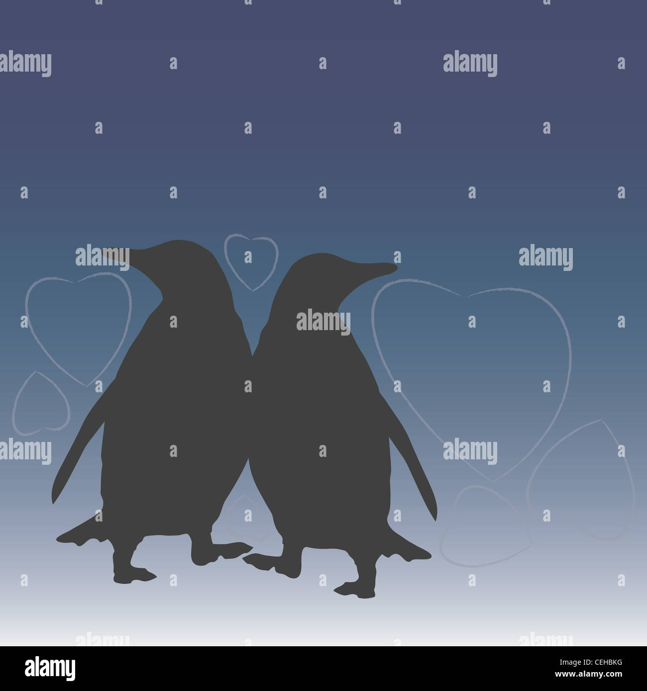 two penguins card Stock Photo - Alamy