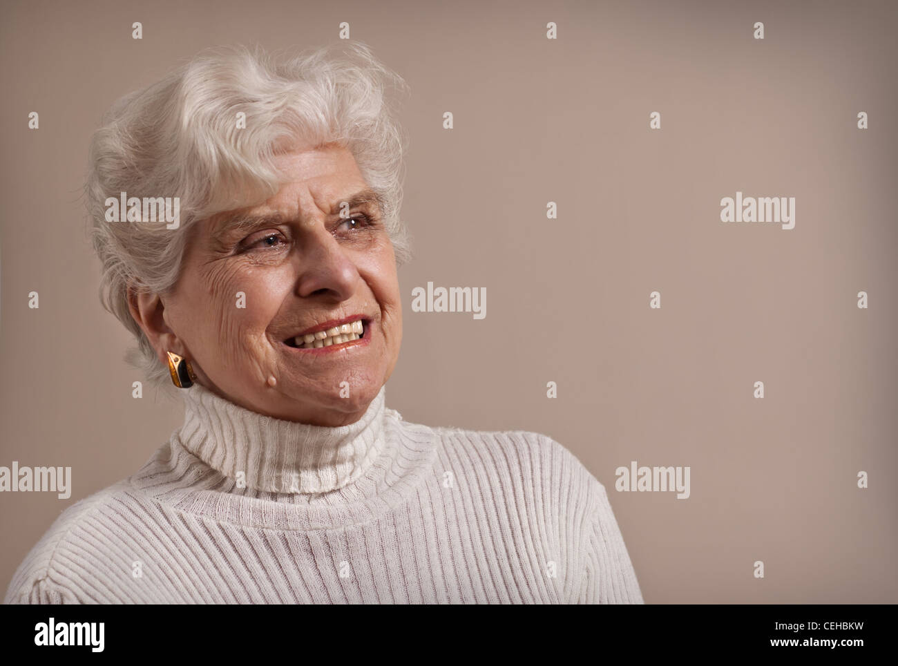 Senior lady portrait, smiling with copy space Stock Photo - Alamy