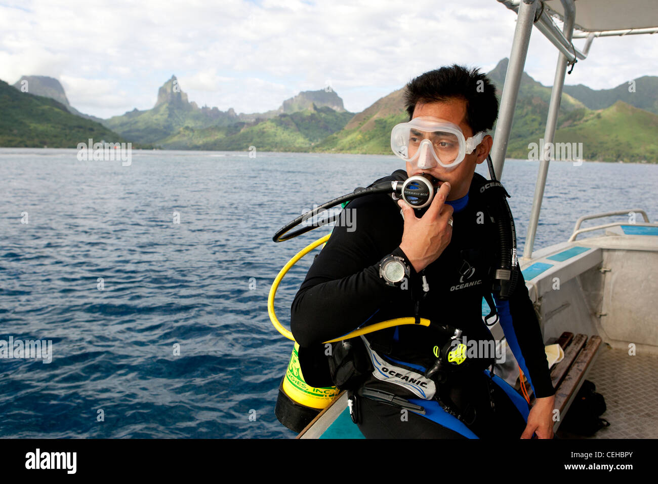 Scuba diver prepares to enter water for a dive Stock Photo - Alamy