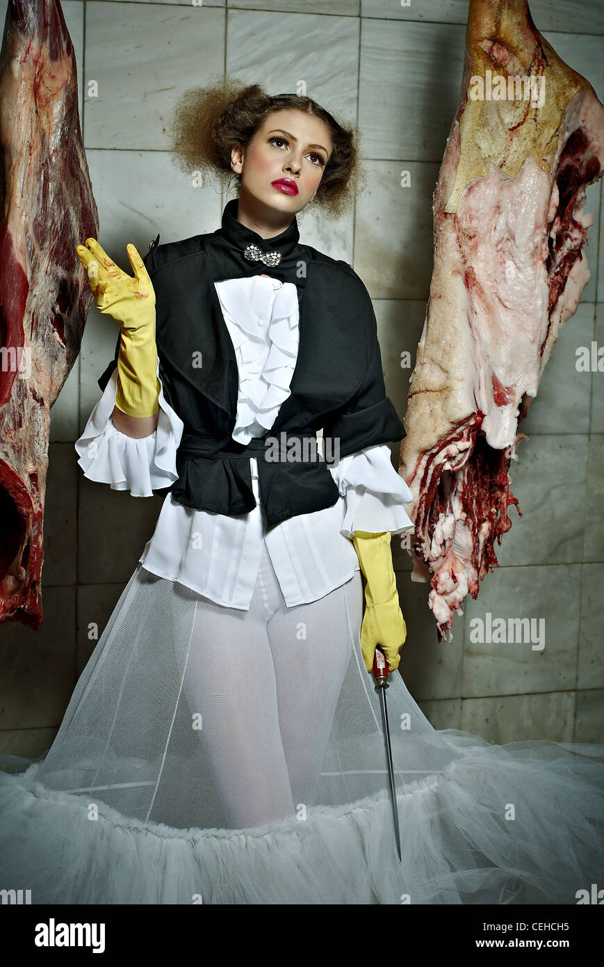 Butcher stylish woman Stock Photo - Alamy