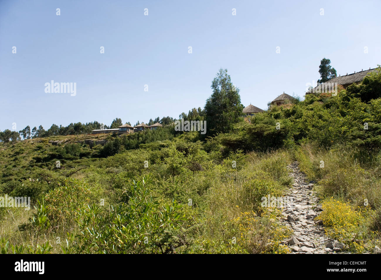 Footpath leading from a small hotel on top of the African Rift Valley ...