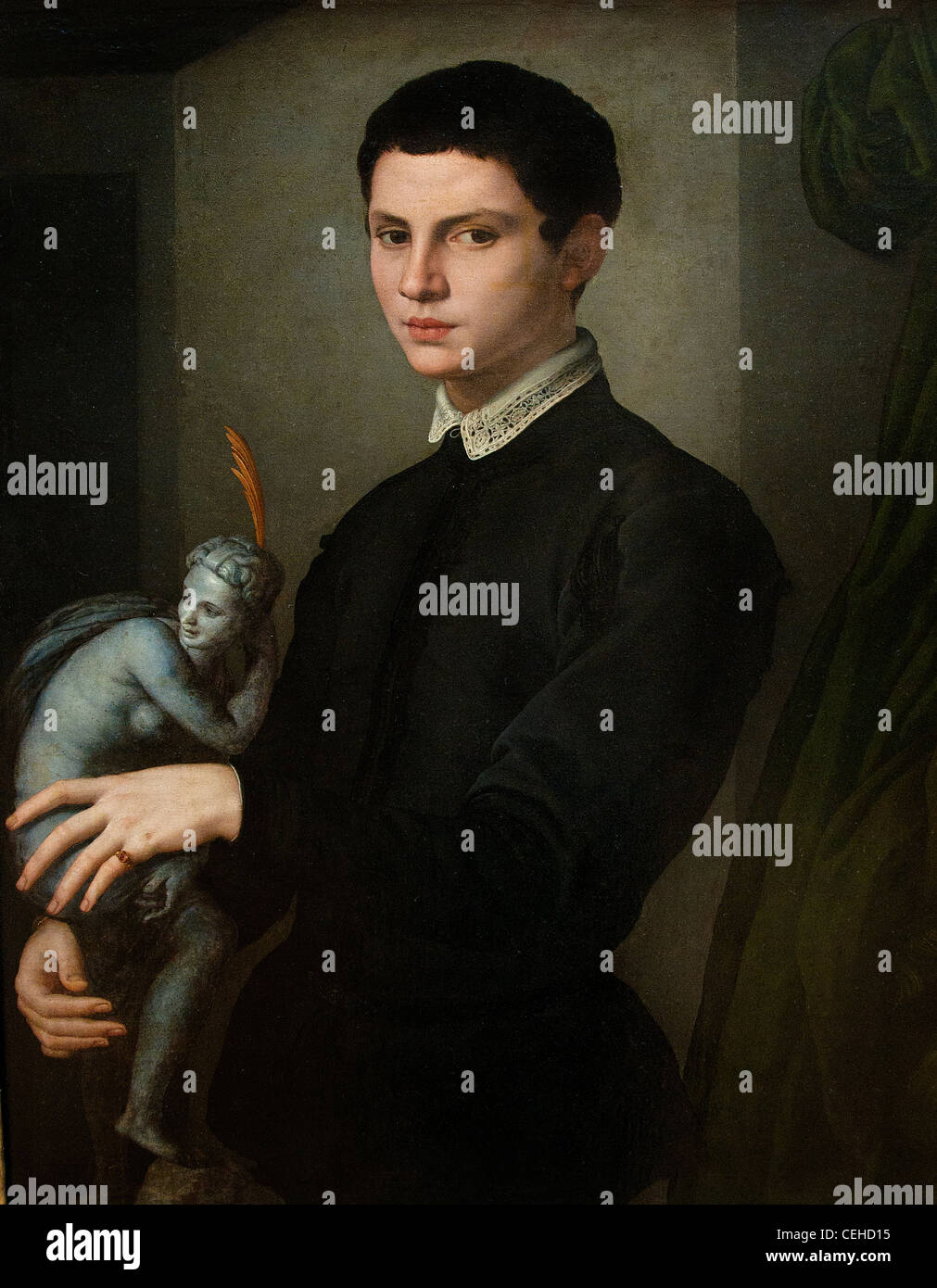 Portrait of a Young Man holding a statuette by BRONZINO Agnolo 1503 ...