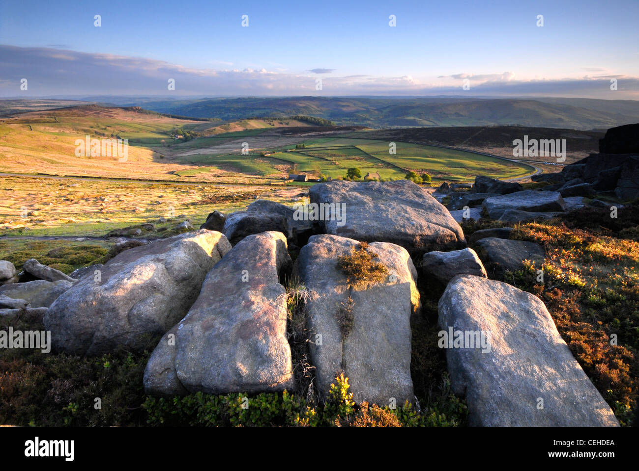 Landscape at Stanage Edge in the Peak District National Park Stock ...