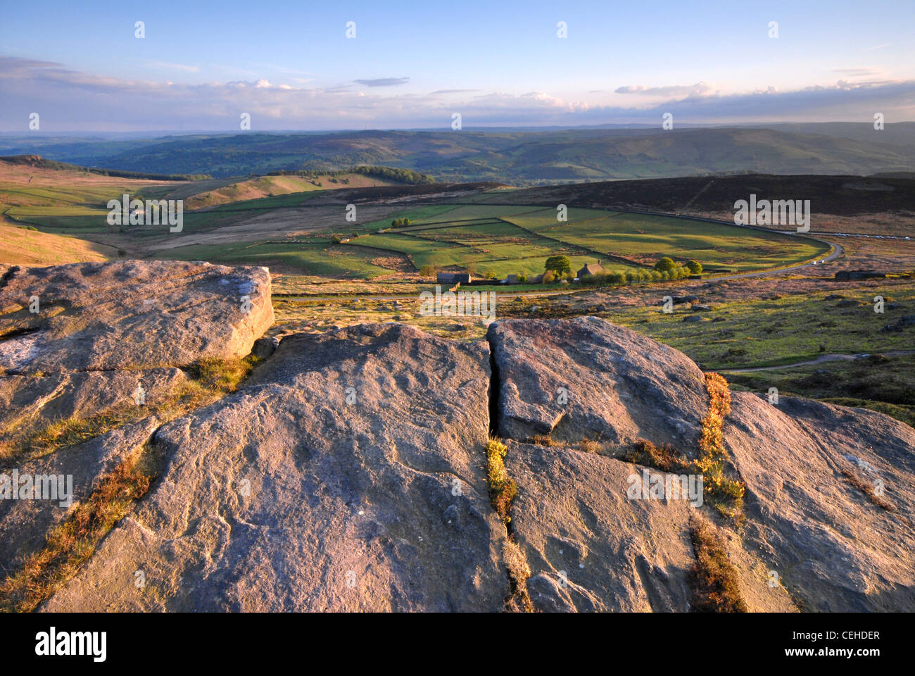 Landscape at Stanage Edge in the Peak District National Park Stock ...