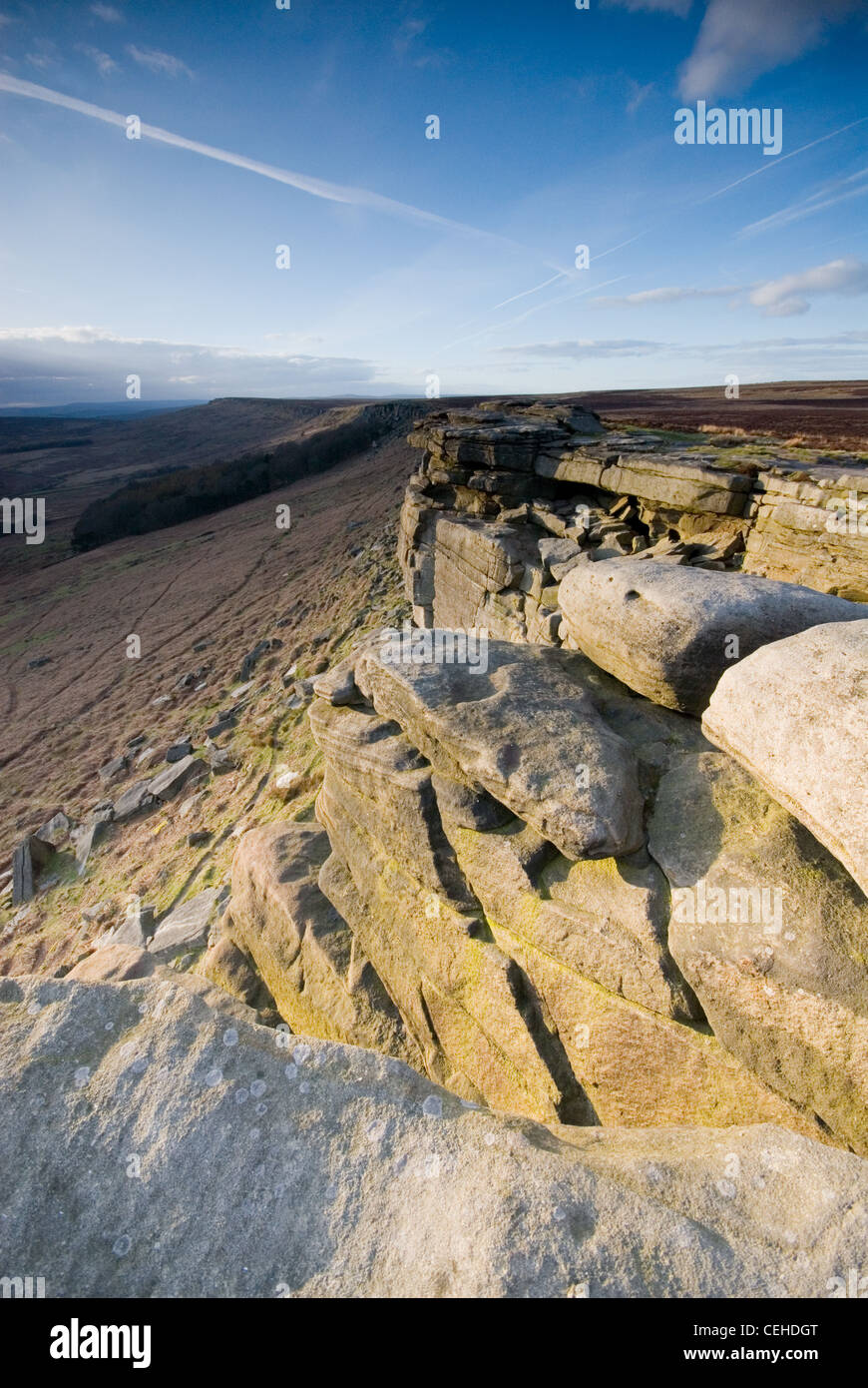 Landscape at Stanage Edge in the Peak District National Park Stock ...