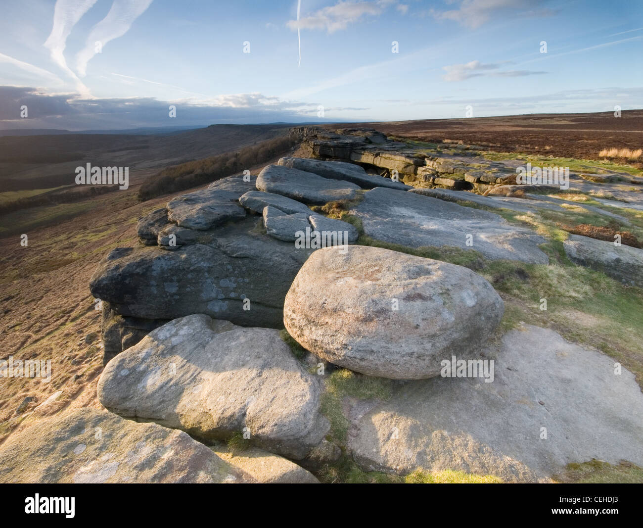 Landscape at Stanage Edge in the Peak District National Park Stock ...