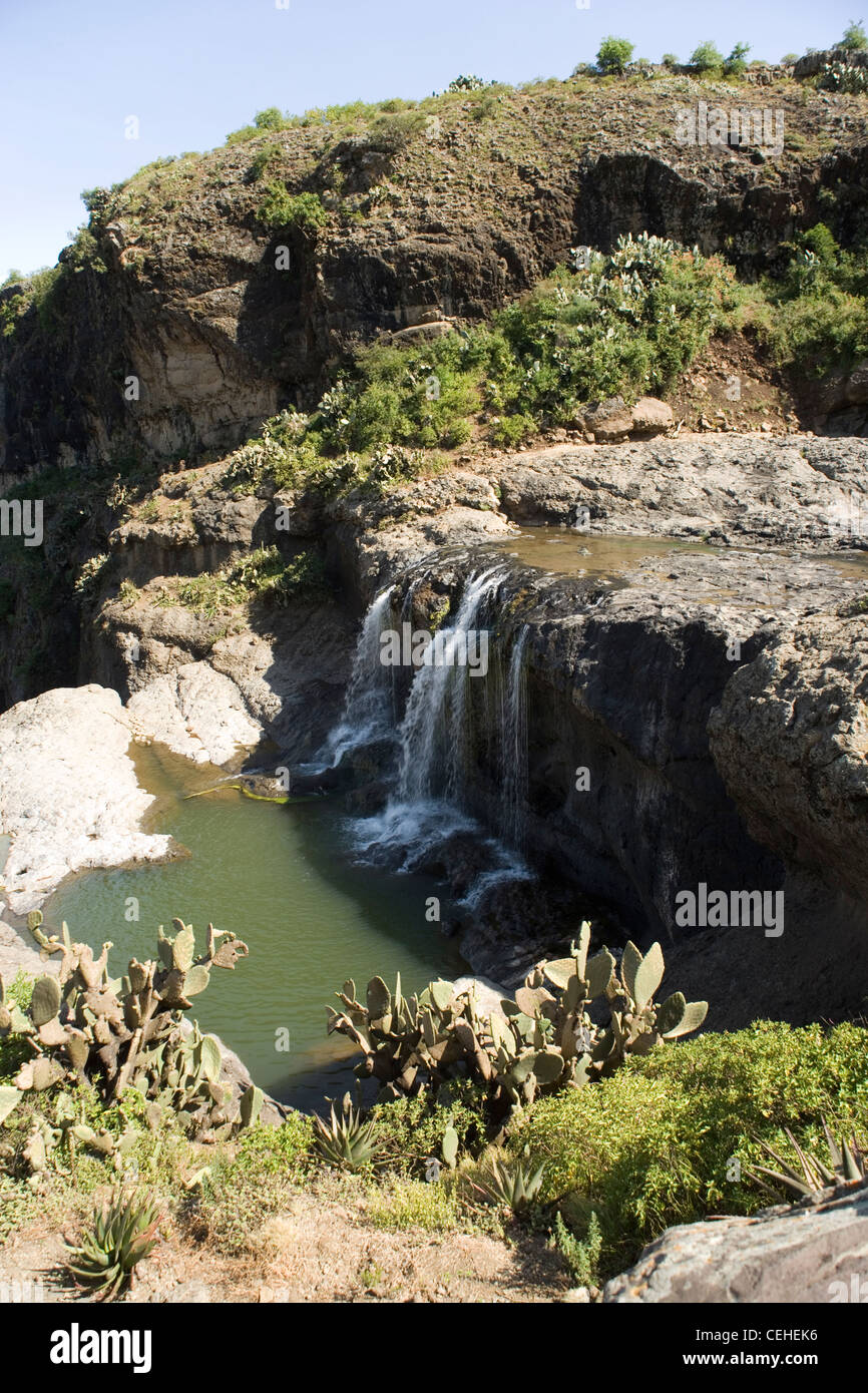 Waterfall on top of the African Rift Valley near Debre Libanos in ...