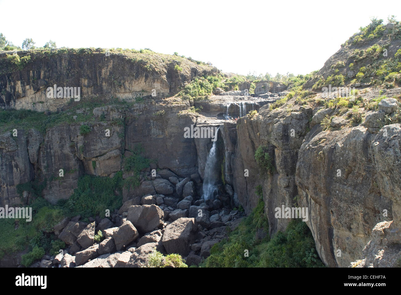 Waterfall on top of the African Rift Valley near Debre Libanos in ...