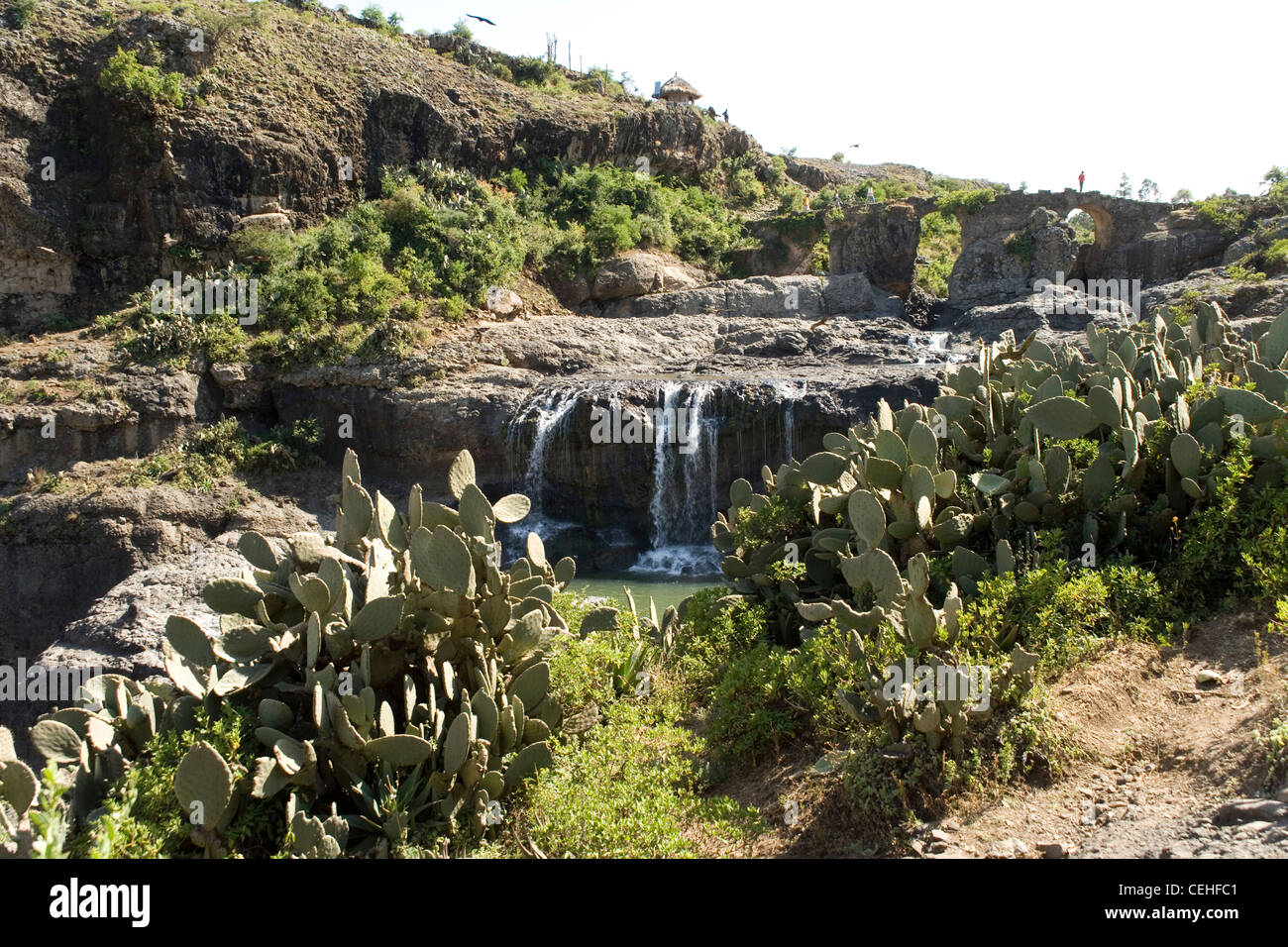 Waterfall on top of the African Rift Valley near Debre Libanos in ...