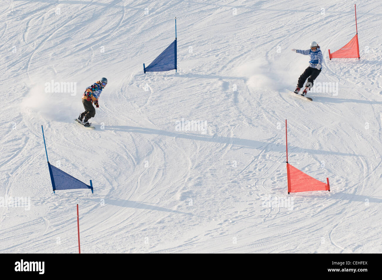 Snowboarding on the mountain Stock Photo - Alamy