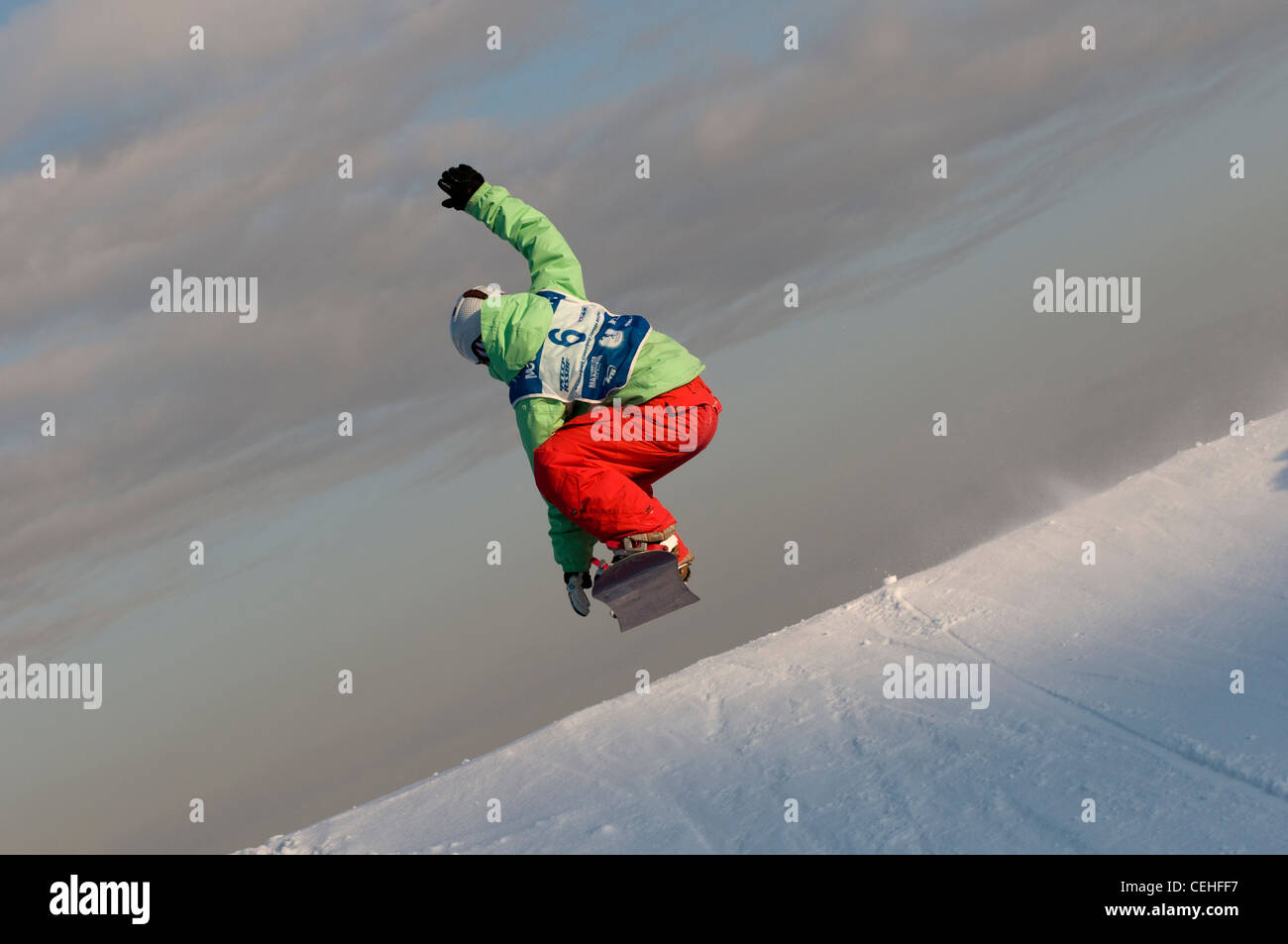 Snowboarding on the mountain Stock Photo - Alamy