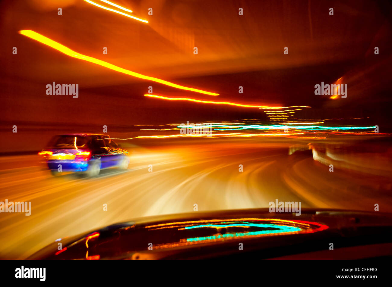 Driving through the streets at night Stock Photo - Alamy