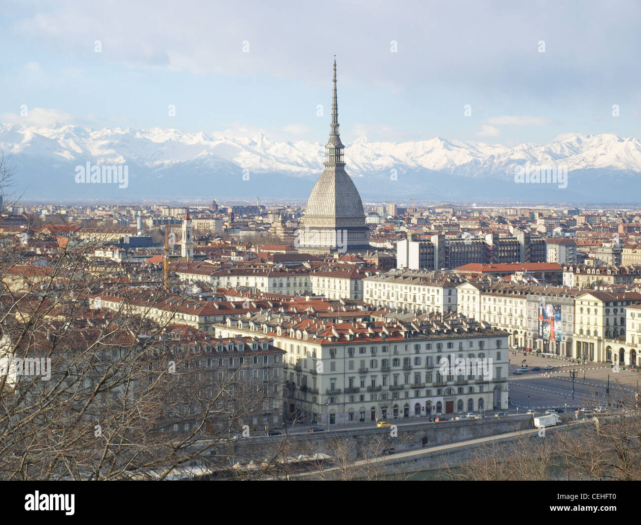 Turin panorama seen from the hill, with Mole Antonelliana (famous ugly ...