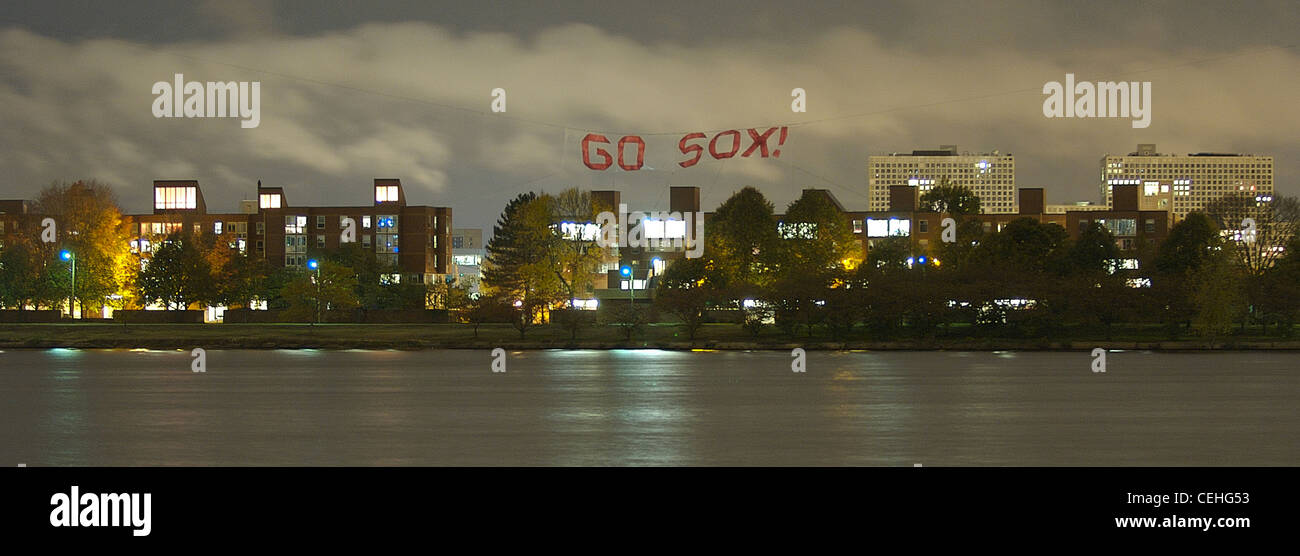 Strung in mid-air between buildings a half-mile apart. Go Sox Banner ...