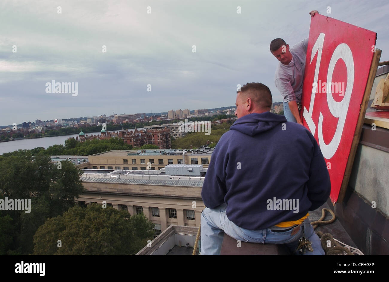 MIT Facilities workers disassembling the Firetruck hack on the Great ...