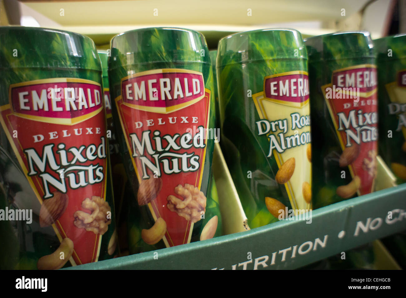 Containers of various Emerald brand nuts, by Diamond Foods Inc. are ...