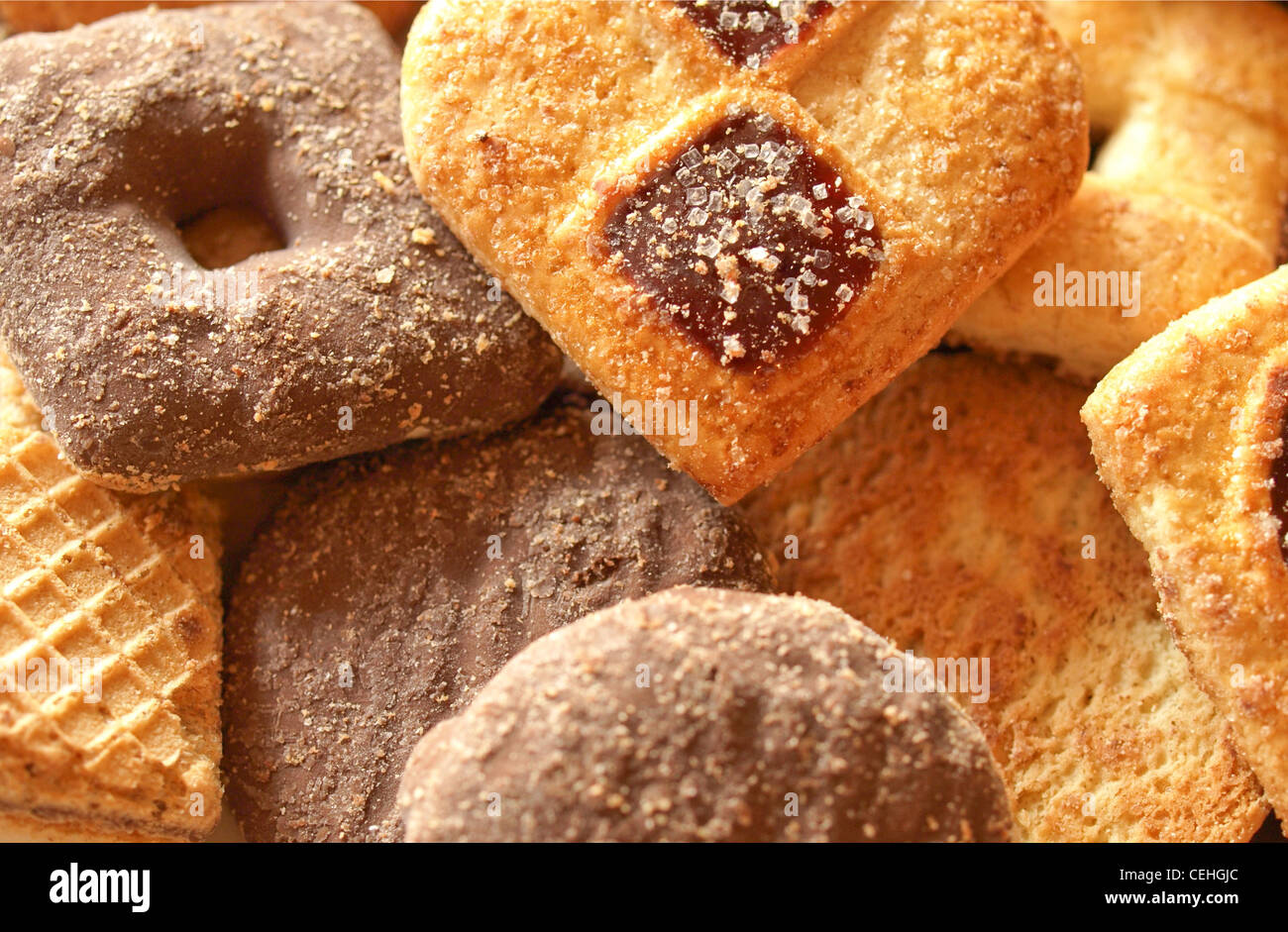 Detail of Mixed biscuits cookies as background Stock Photo - Alamy