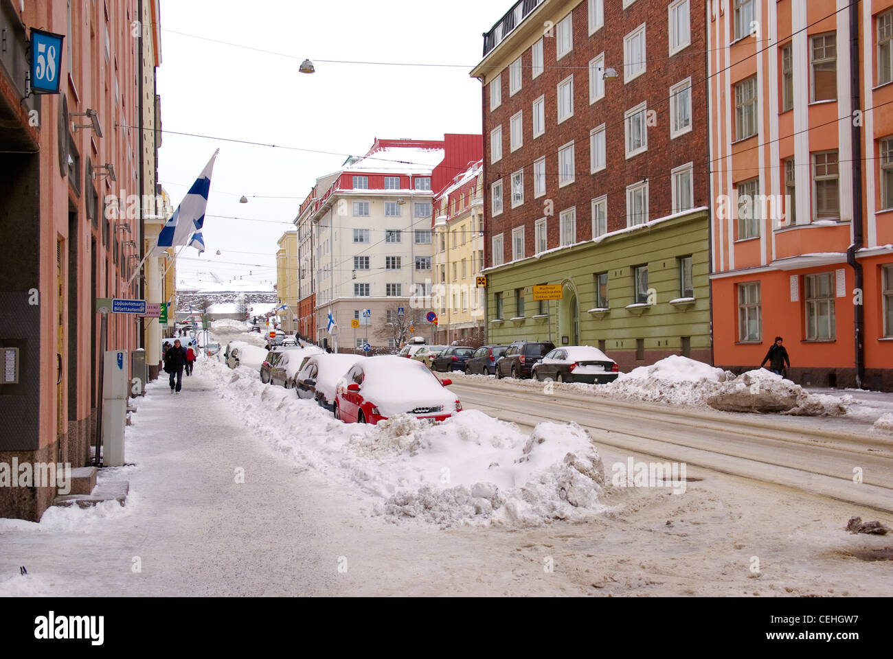 Finland. Helsinki. Street. Snow Stock Photo - Alamy