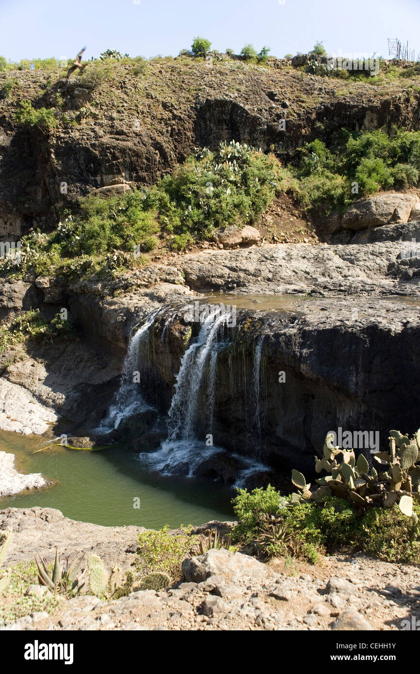 Waterfall on top of the African Rift Valley near Debre Libanos in ...