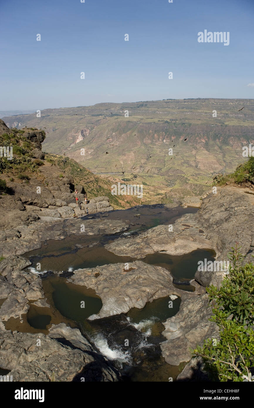 Waterfall on top of the African Rift Valley near Debre Libanos in ...