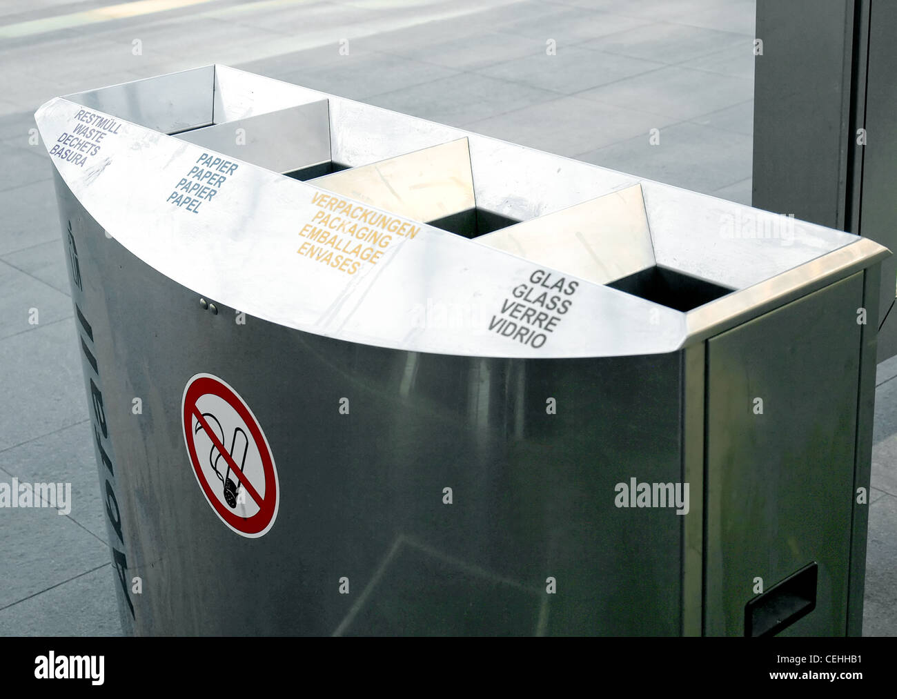 Waste sorting bin for ecological reuse of materials Stock Photo - Alamy