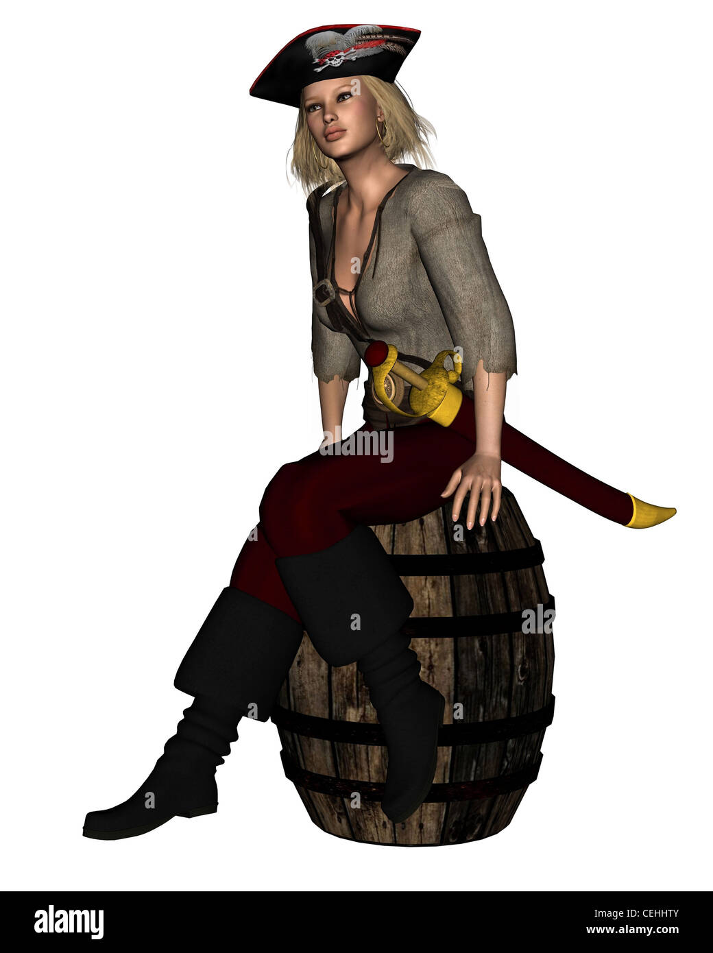 Stranded Female Pirate Stock Photo - Alamy