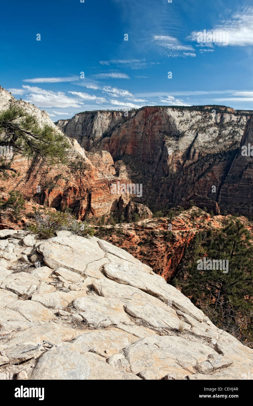Clouds float above Scout Landing and the West Rim Trail with the Great ...