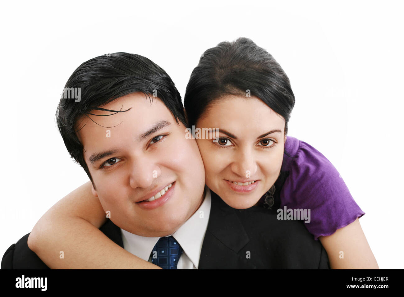 Portrait Of A Beautiful Young Happy Smiling Couple Isolated Stock