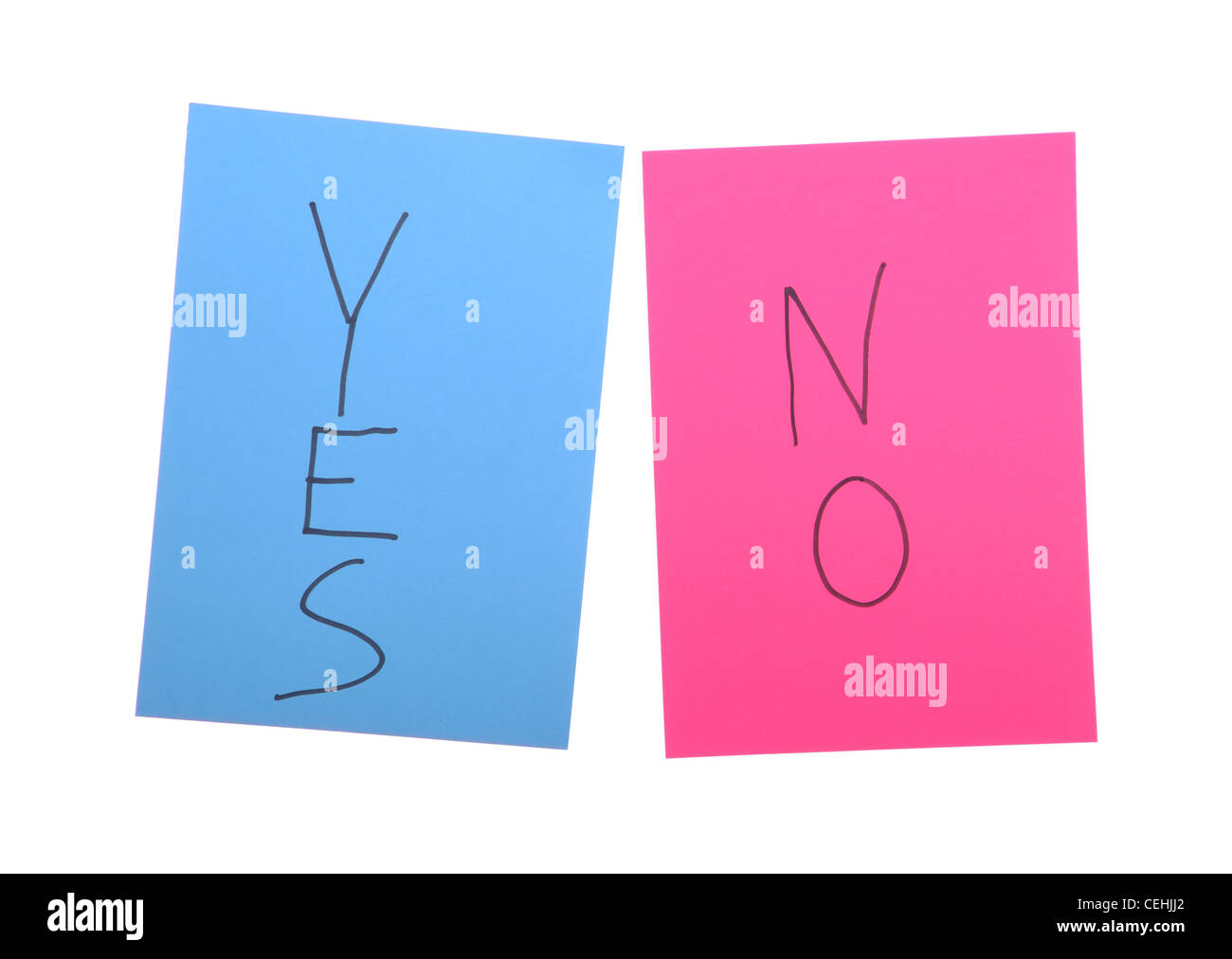 colored note papers with YES and NO (isolated on white background Stock ...