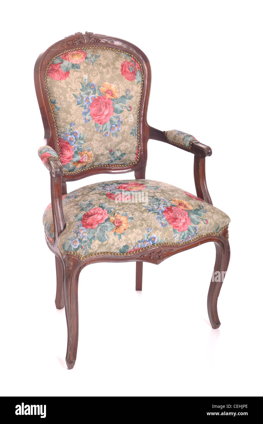 beautiful antique padded chair isolated on white background Stock Photo ...
