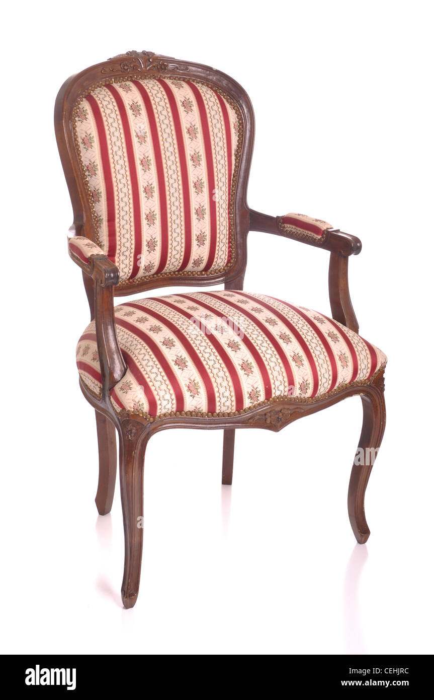 beautiful antique padded chair isolated on white background Stock Photo ...