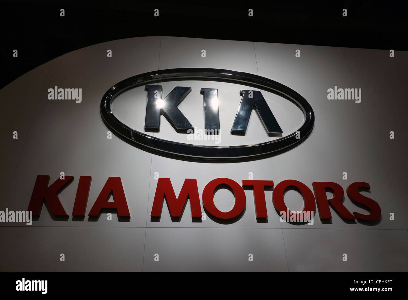 HOUSTON - JANUARY 2012: The KIA logo sign at the Houston International ...