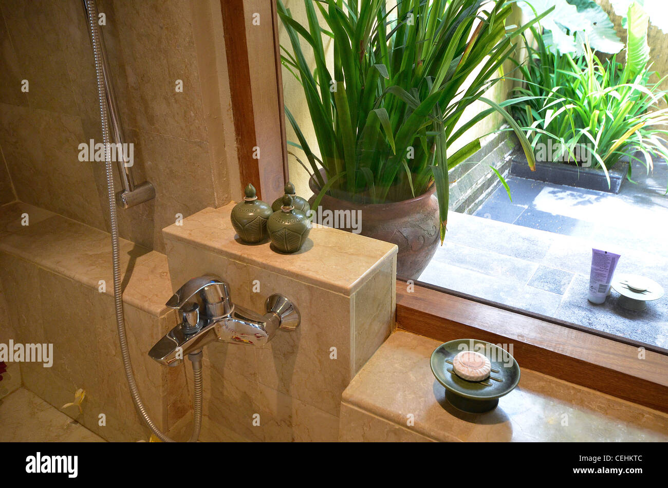 Lotus petals in bath, Ubud, Bali, Indonesia Stock Photo - Alamy