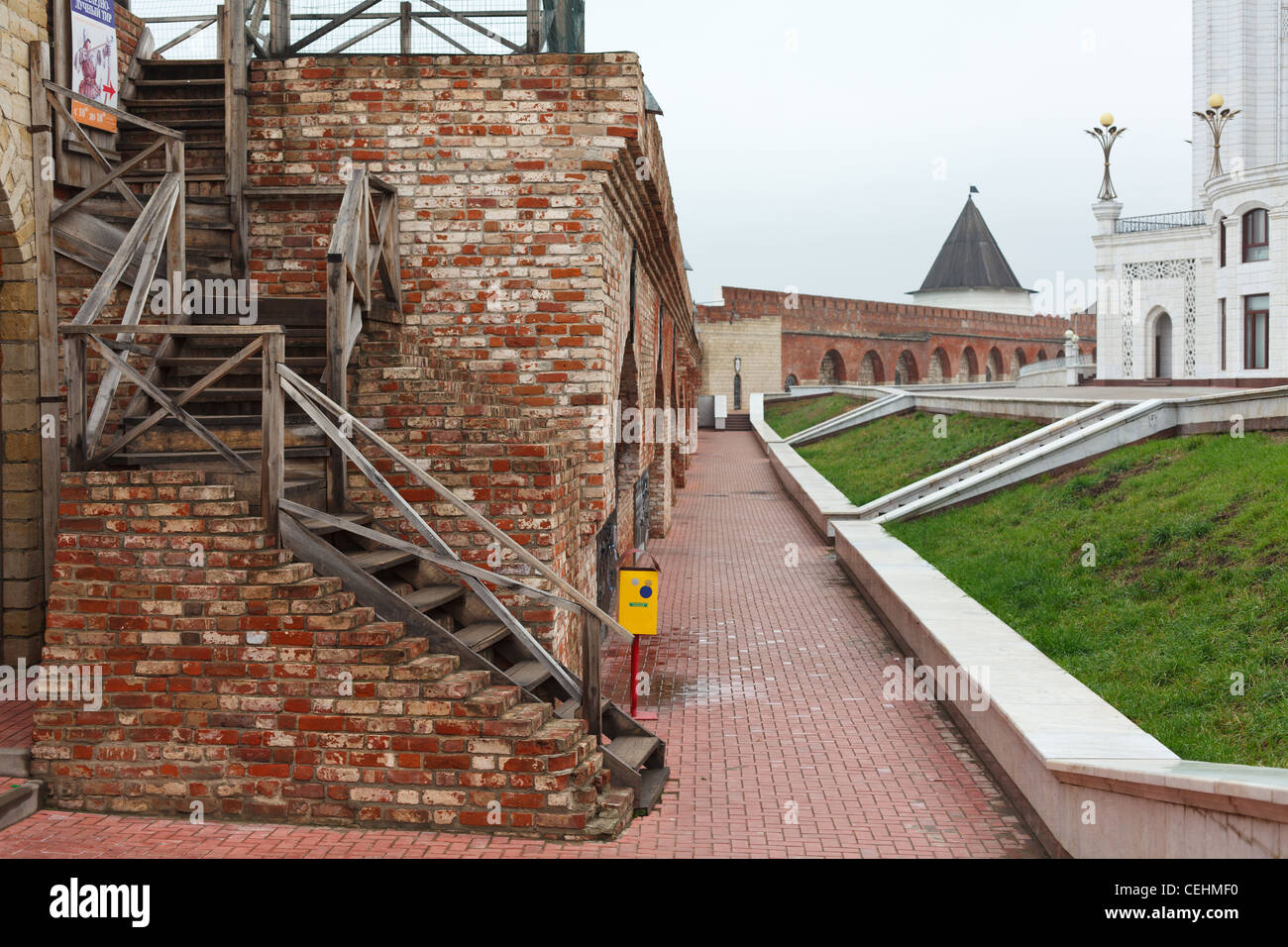 Wall and stairs in Kul Sharif mosque in Kazan Kremlin territory ...