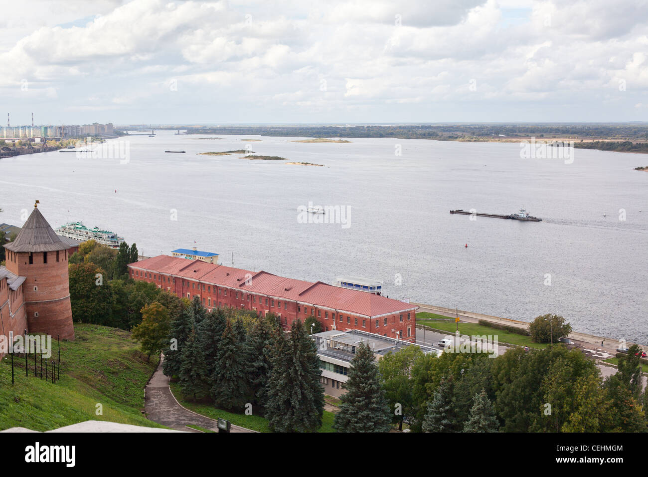 Panorama of the crossing of two rivers the Volga and Oka in Nizhny ...