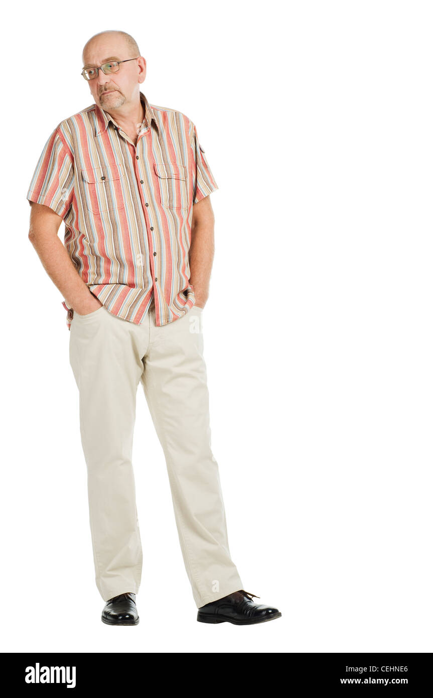 Tall mature man posing on white background Stock Photo - Alamy