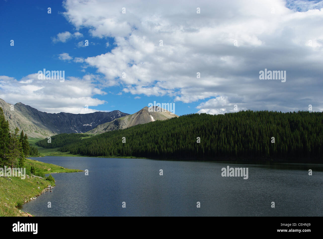 Clinton Gulch Dam Reservoir and Rocky Mountains, Colorado Stock Photo ...