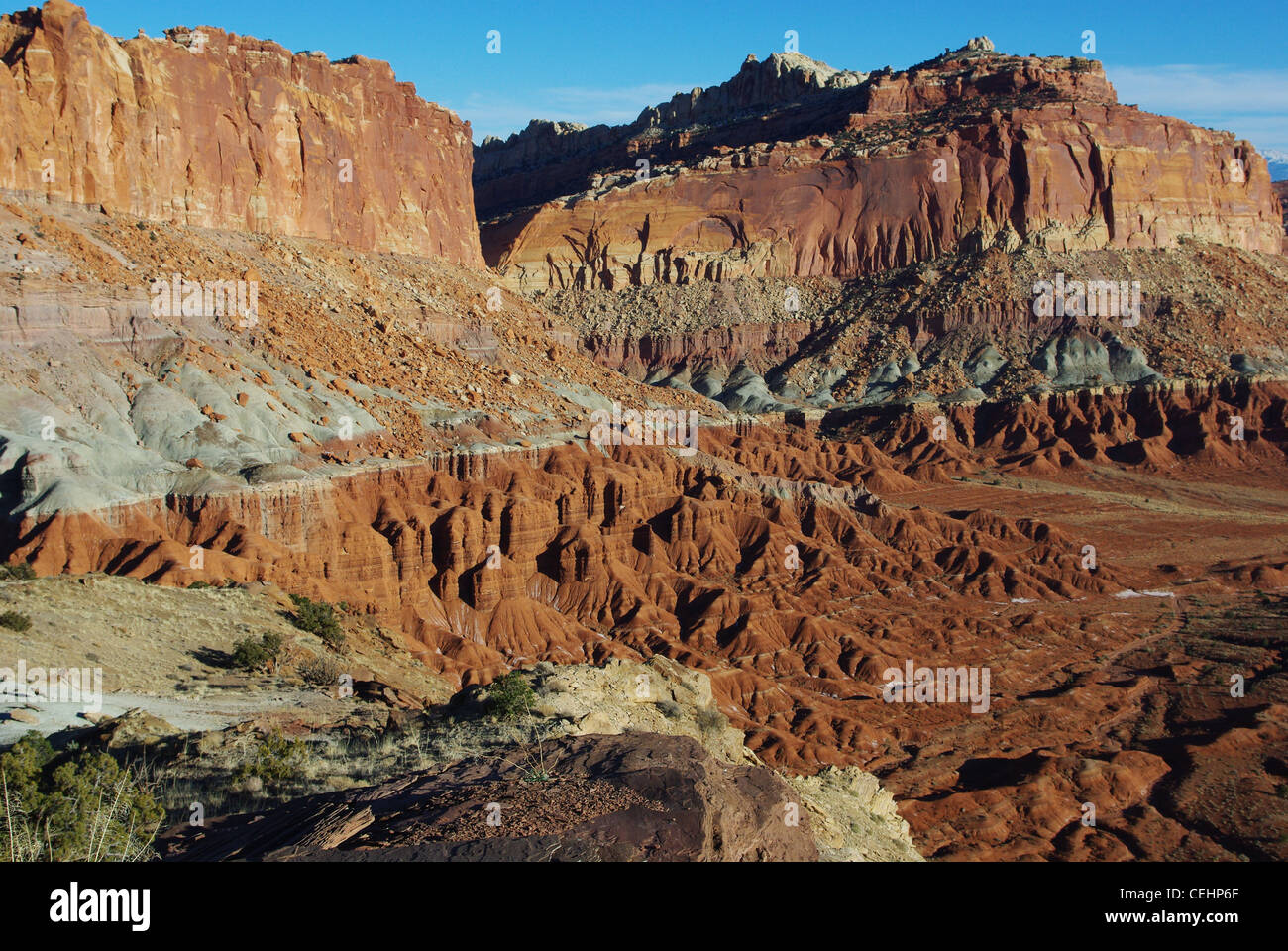 Rich colors in rocks and sandstone, Capitol Reef National Park, Utah ...