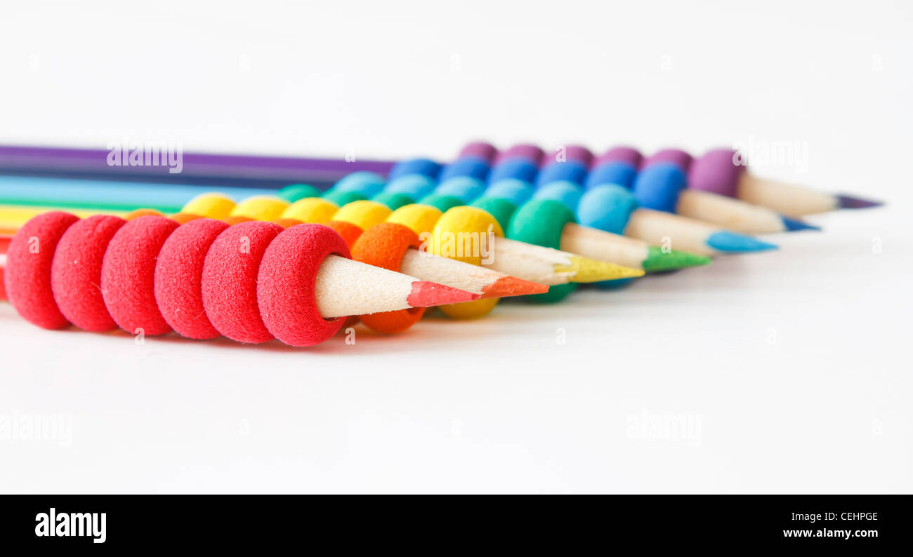 pencils arranged in color order of the rainbow Stock Photo - Alamy