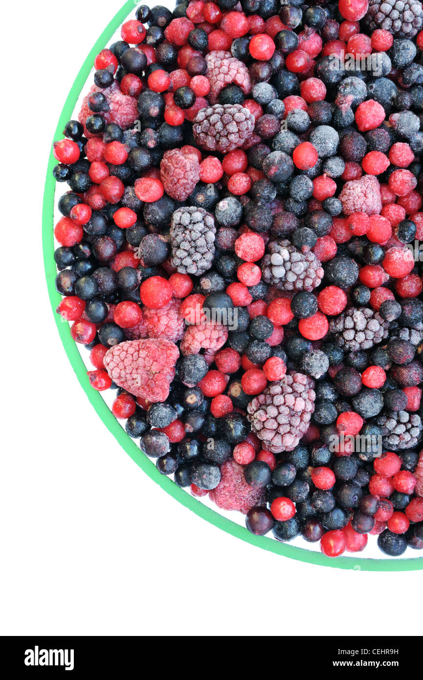 Frozen mixed fruit in bowl - berry - red currant, cranberry, raspberry ...