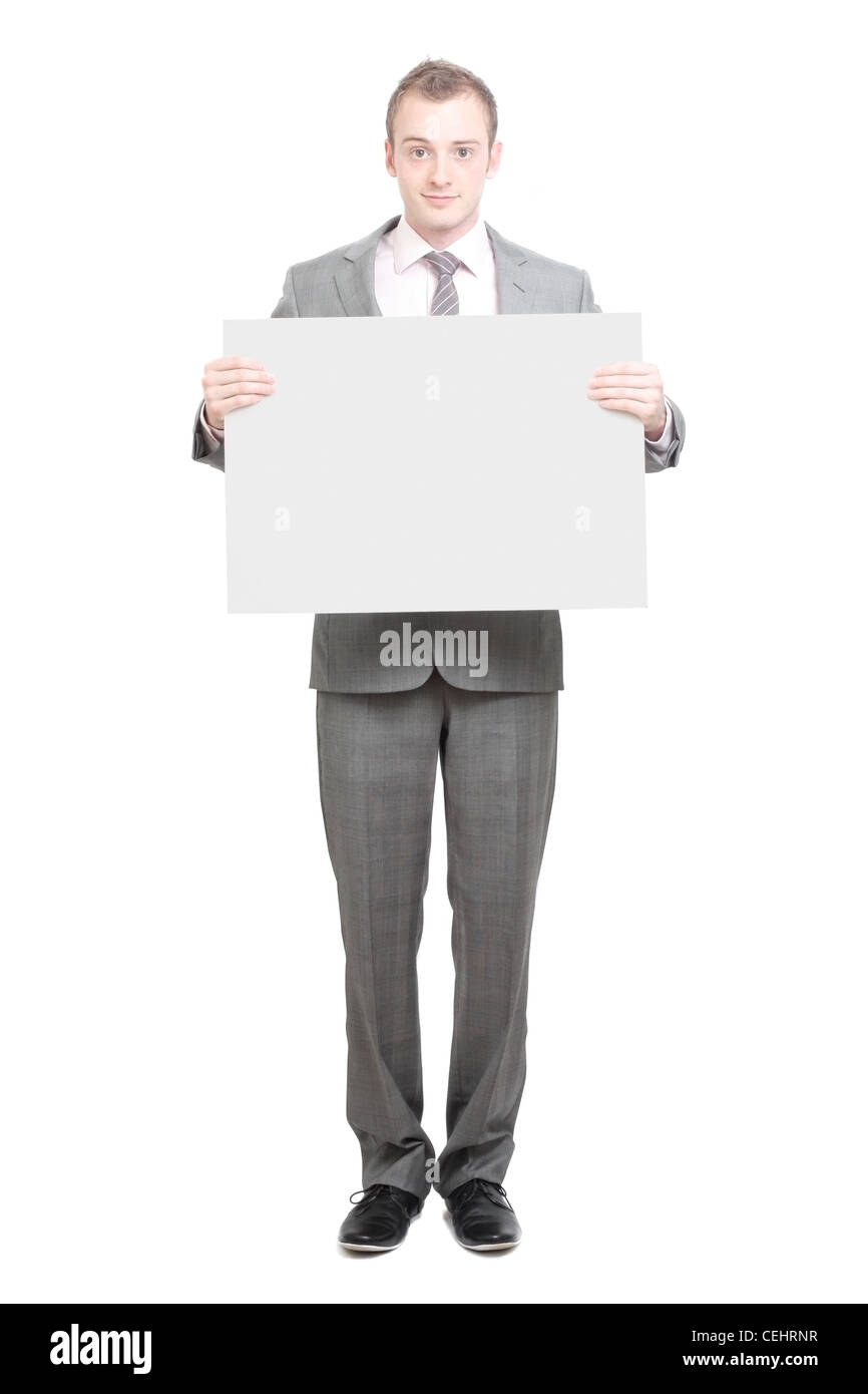 A business man holding an empty sign Stock Photo - Alamy